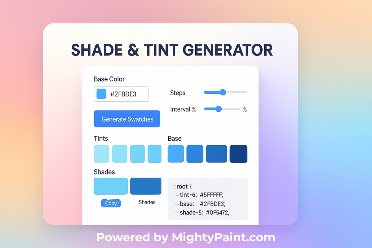 Shade & Tint Generator – Free Online Tool to Create CSS Color Palettes