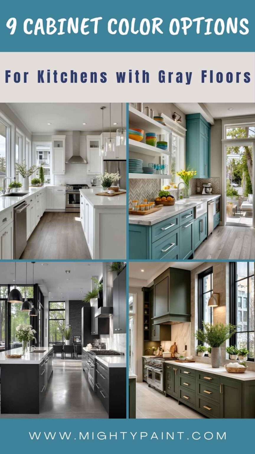 9 Best Cabinet Color Options for Kitchens with Gray Floors